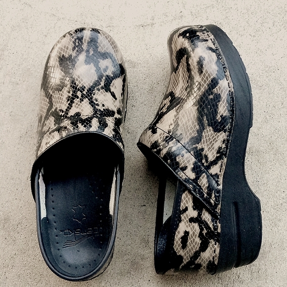 Dansko | Shoes | 37 6 65 Dansko Natural Snakeskin Print Clogs Euc | Poshmark